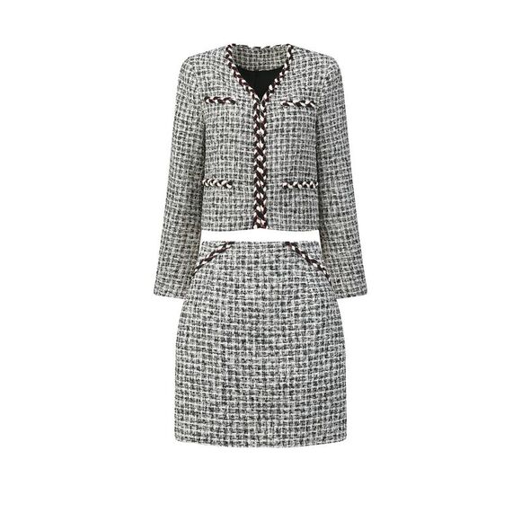 Hobemty | Skirts | Plaid Tweed 2 Piece Outfits Short Blazer Jacket And ...